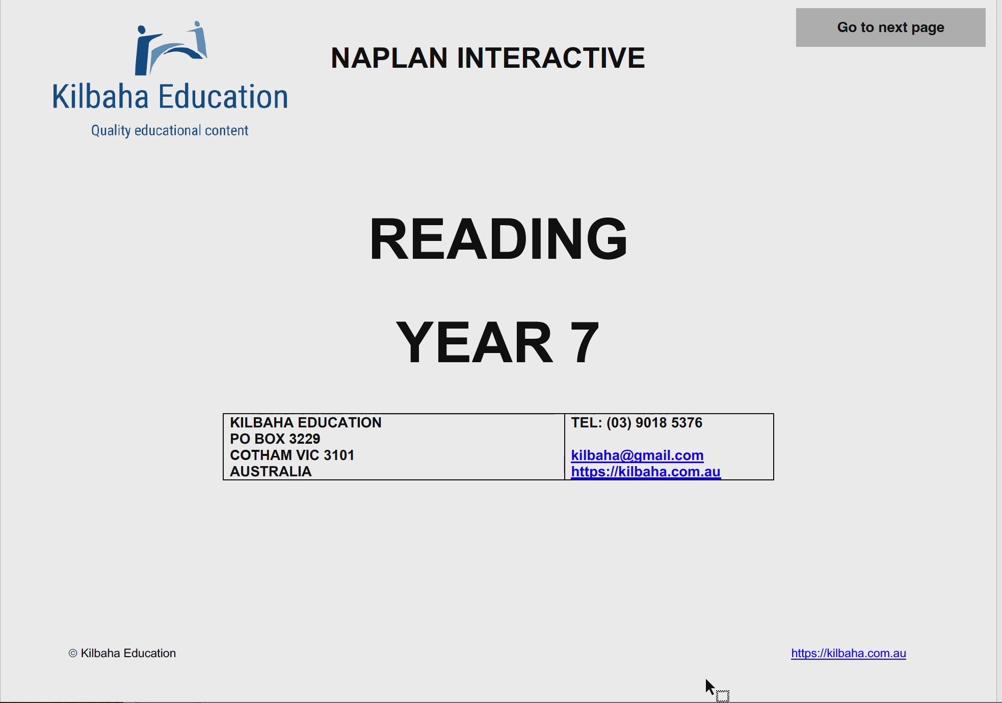 NAPLAN Interactive Reading Year 7 – Kilbaha Education
