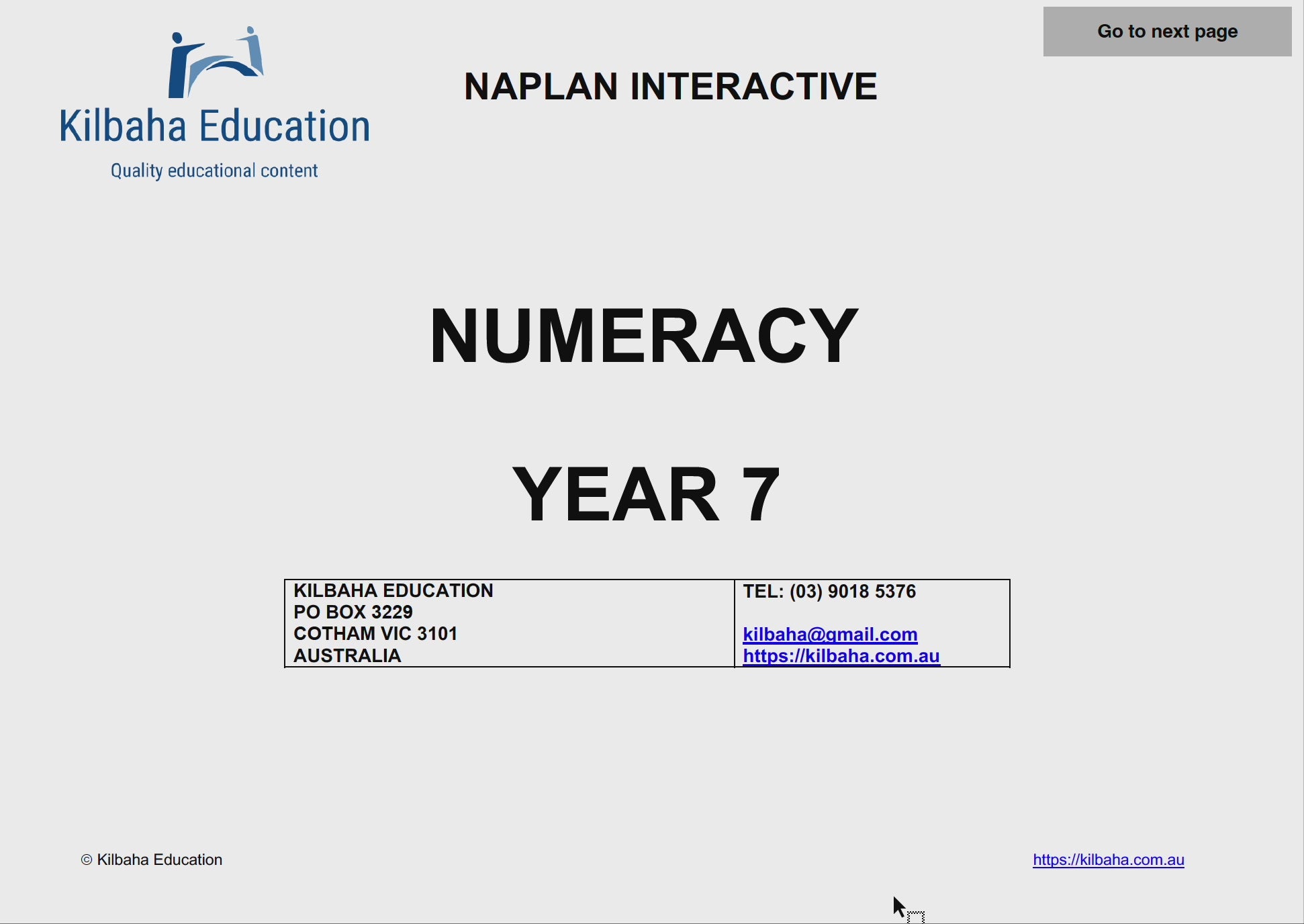 NAPLAN Interactive Numeracy Year 7 – Kilbaha Education